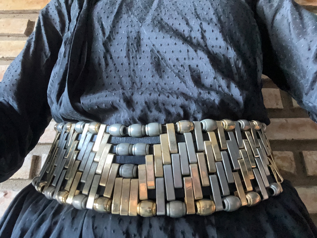 Leather Sash Belt With Metal, Black Belt, Vintage Belt, Asymmetrical ...
