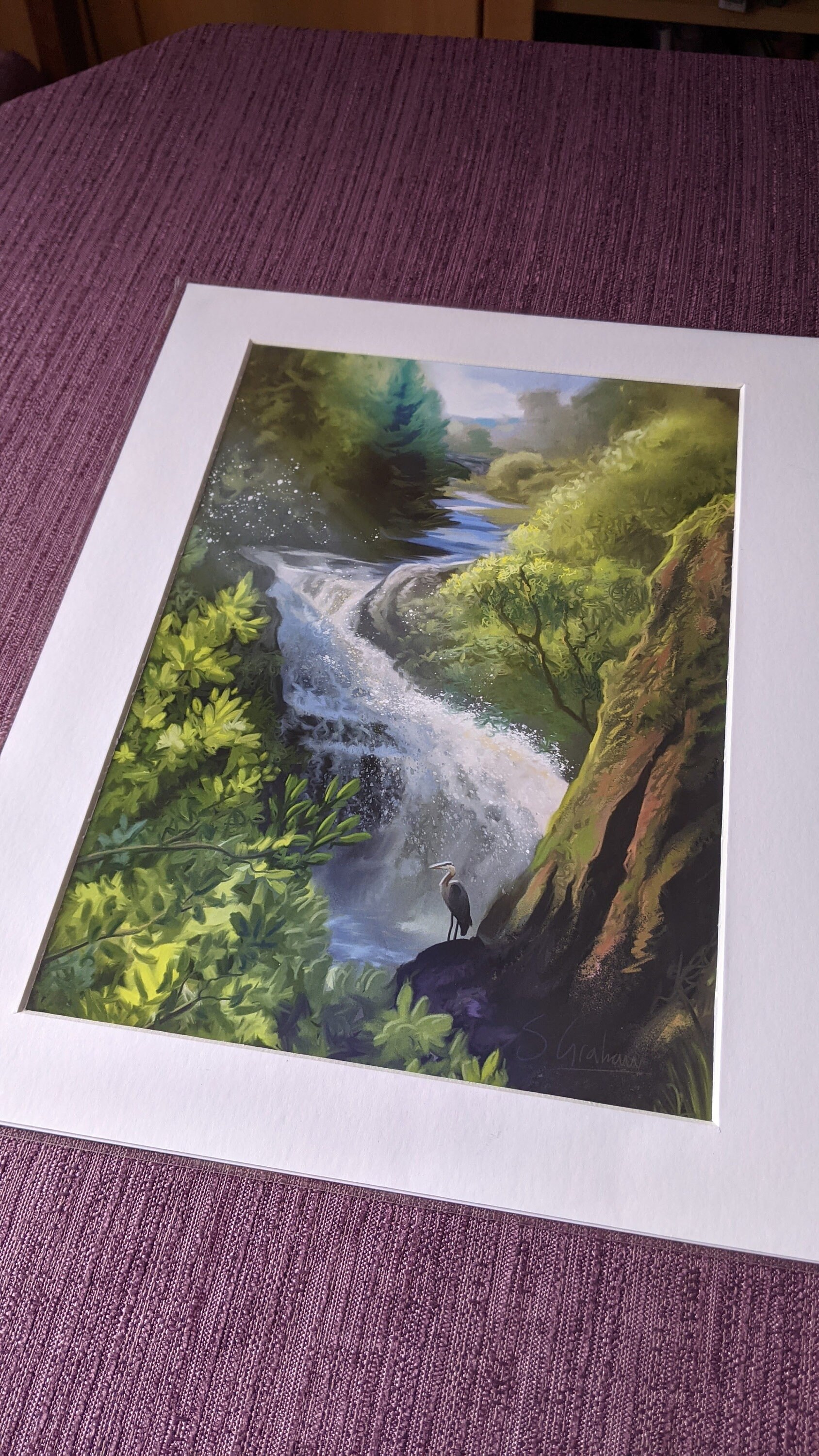 Scottish River Waterfall Scene. Original Art Print Painting ...