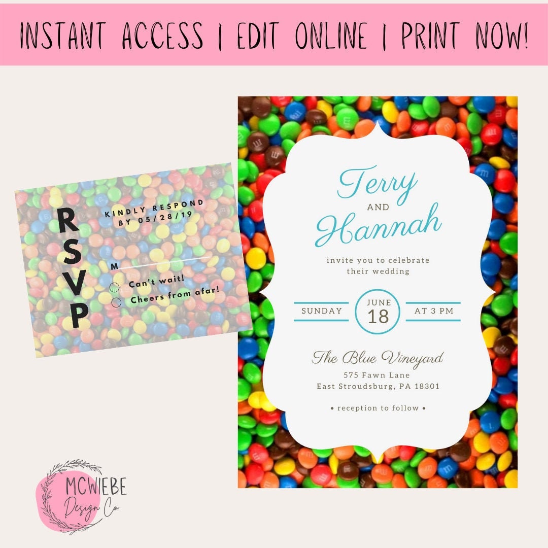 Personalized M&M Wedding Invitation | Wedding Invitation Set | RSVP ...