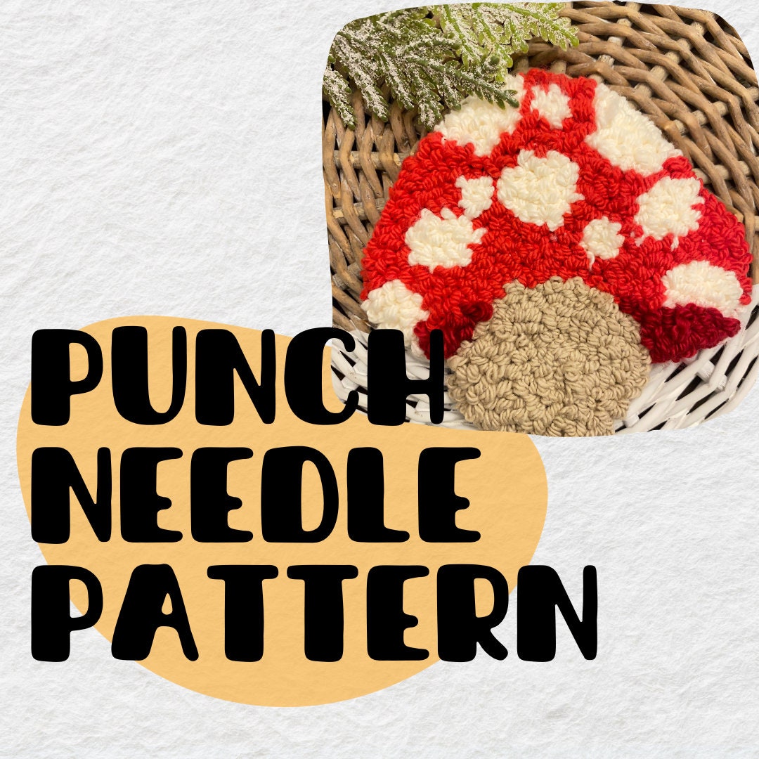 Punch Needle Patterns for Beginners Mushroom Mug Rug Needle Punch ...