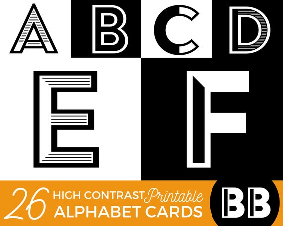 26 High Contrast Alphabet Baby Cards Bundle Black and White | Etsy