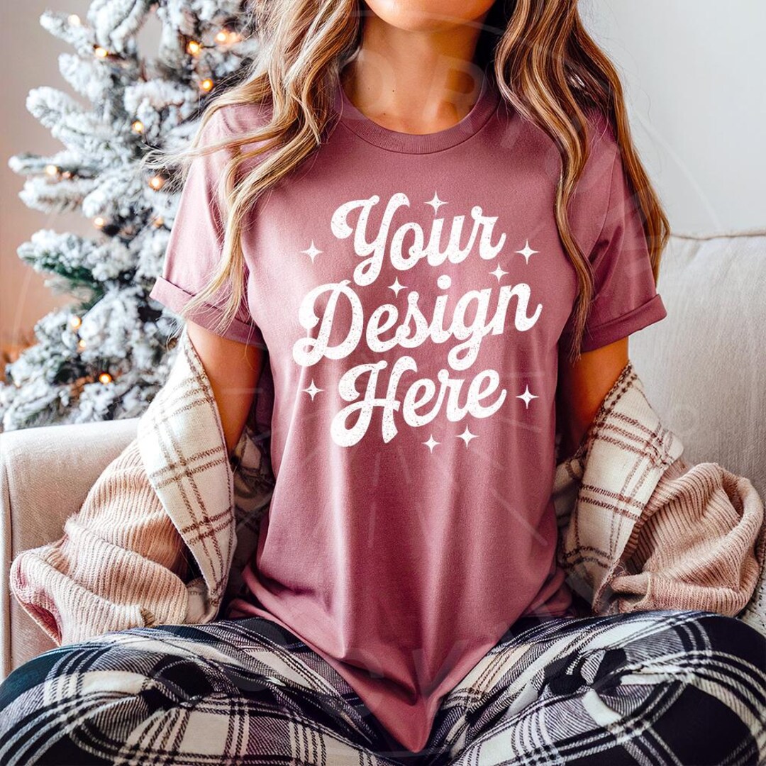 Christmas Mauve Shirt Mockup | Bella & Canvas 3001 Women | BC 3001 ...