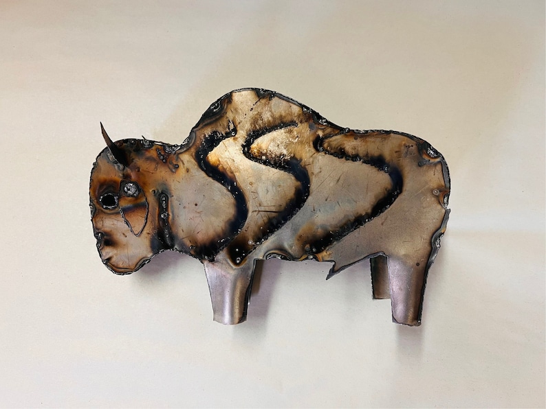 Mini Metal Buffalo Sculpture: Rustic Home Decor (9" Long) - Etsy