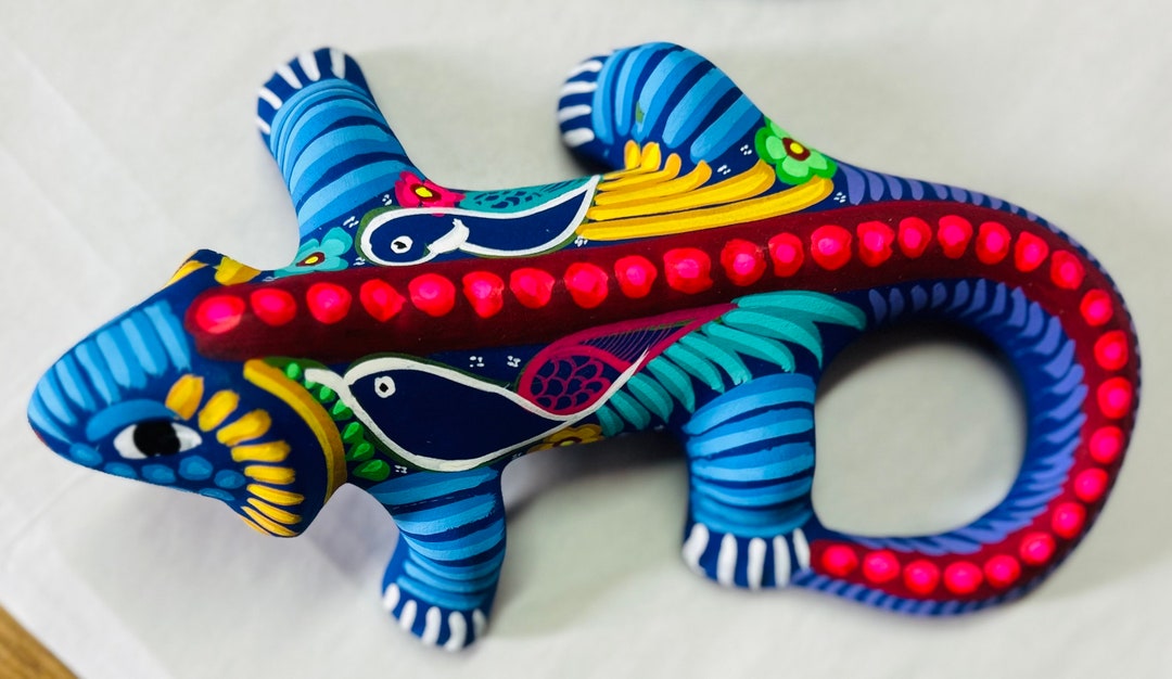 Mexican Clay Iguana Matte Hand Painted - Etsy