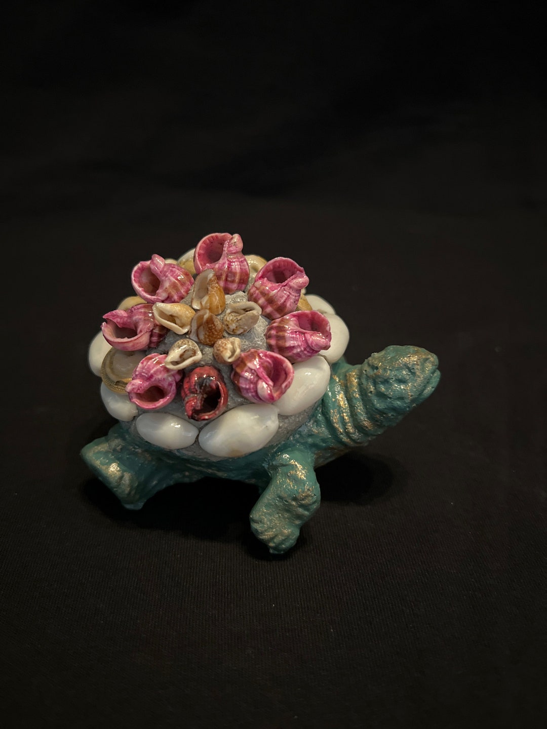 Mini Rock/sea Shell Turtle, Concrete Decor, Garden Statue, Handmade ...