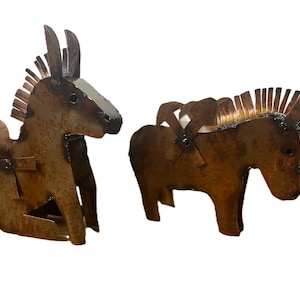 Handmade Metal Donkey Garden Sculpture: Rustic Outdoor Decor - Etsy