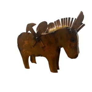 Handmade Metal Donkey Garden Sculpture: Rustic Outdoor Decor - Etsy