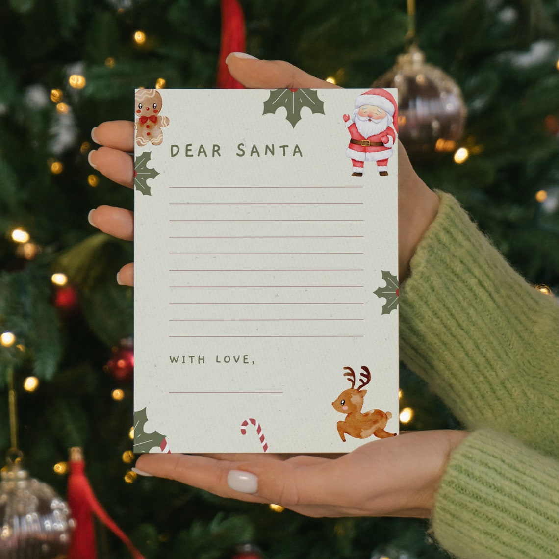 Printable Dear Santa Letter, Letter to Santa, Christmas Wish List ...