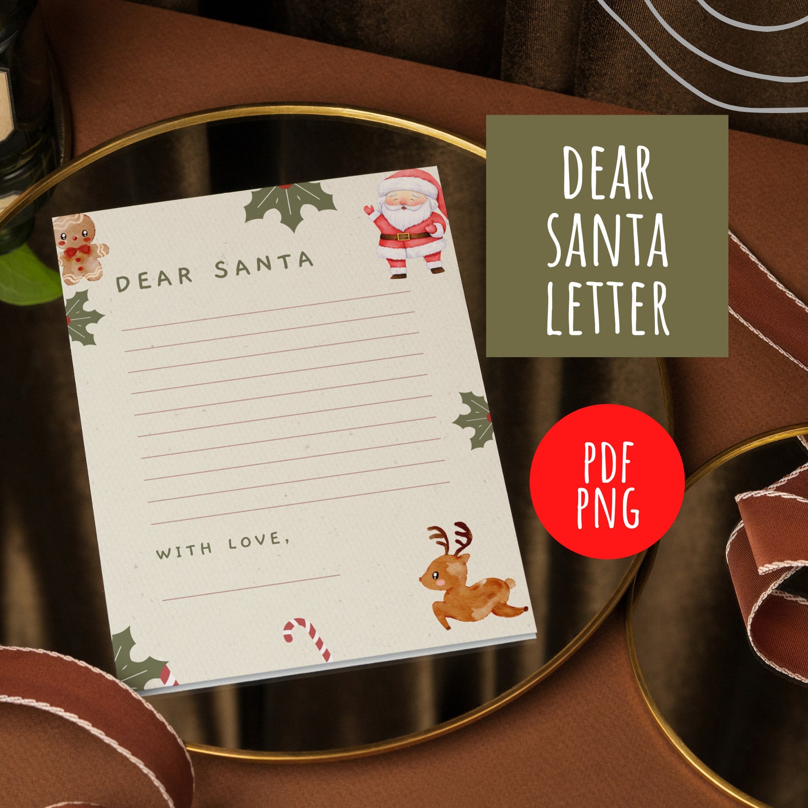 Printable Dear Santa Letter, Letter to Santa, Christmas Wish List ...