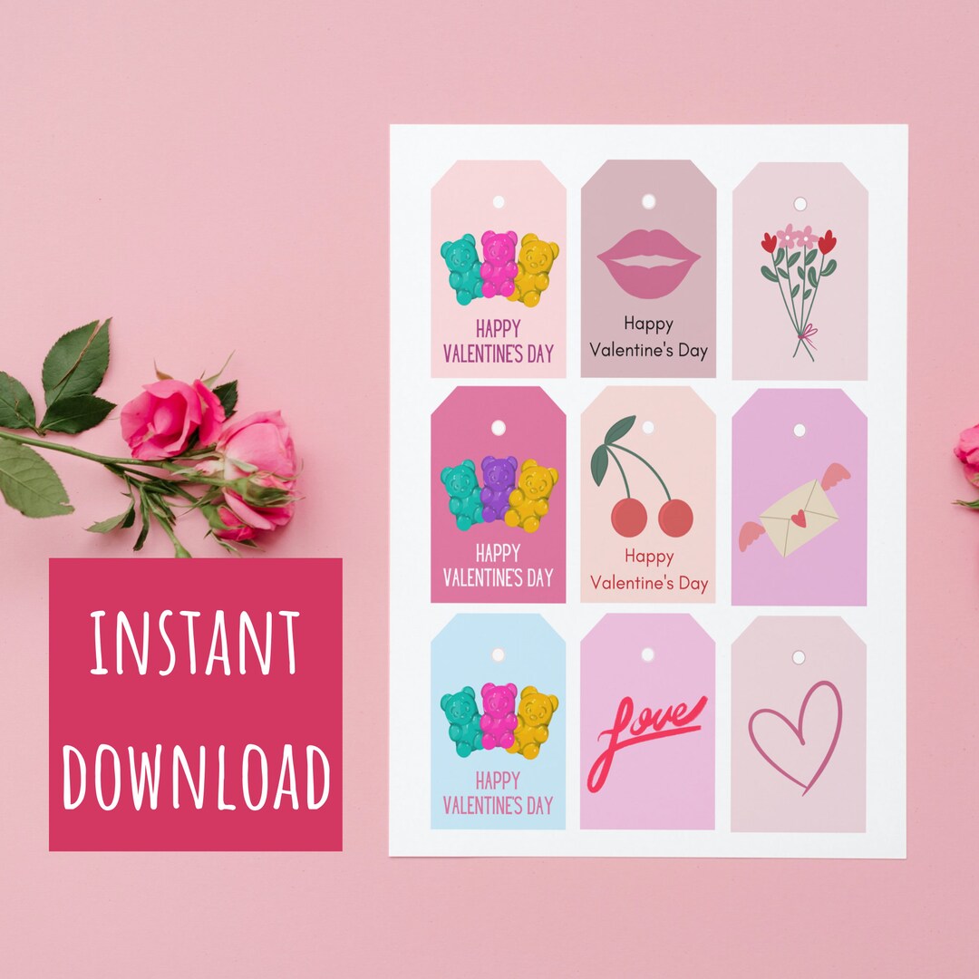 Valentines Day Gift Tags Instant Download Printable, PDF Printable Gift ...