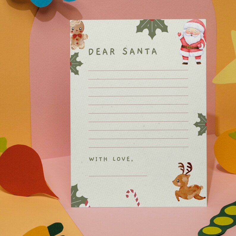Printable Dear Santa Letter, Letter to Santa, Christmas Wish List ...