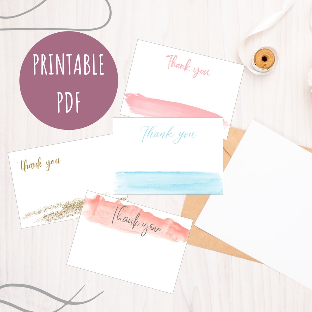 Instant Download Printable PDF Thank You Card, Easy Printable PDF Thank ...