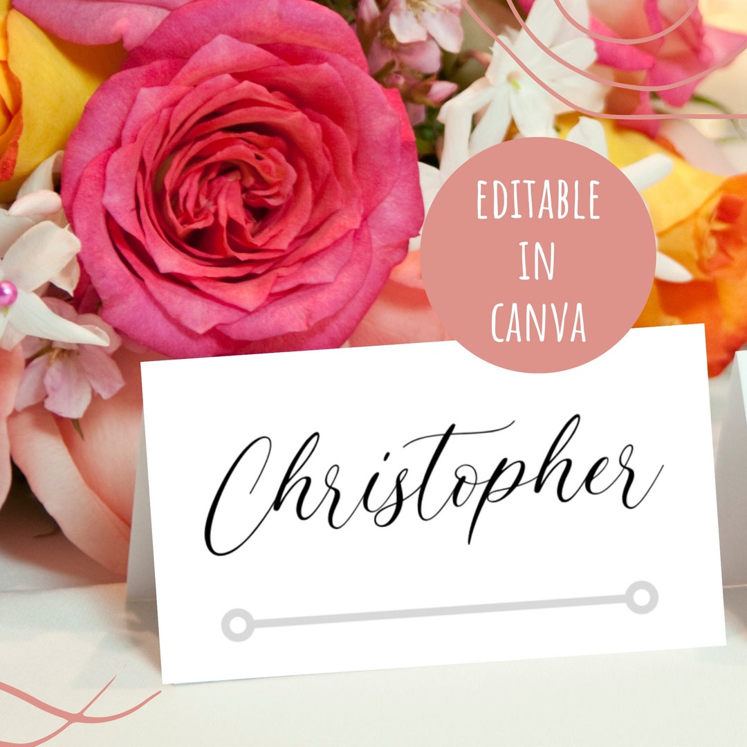 Place Card Template, Minimalistic Place Card, Wedding Place Card ...