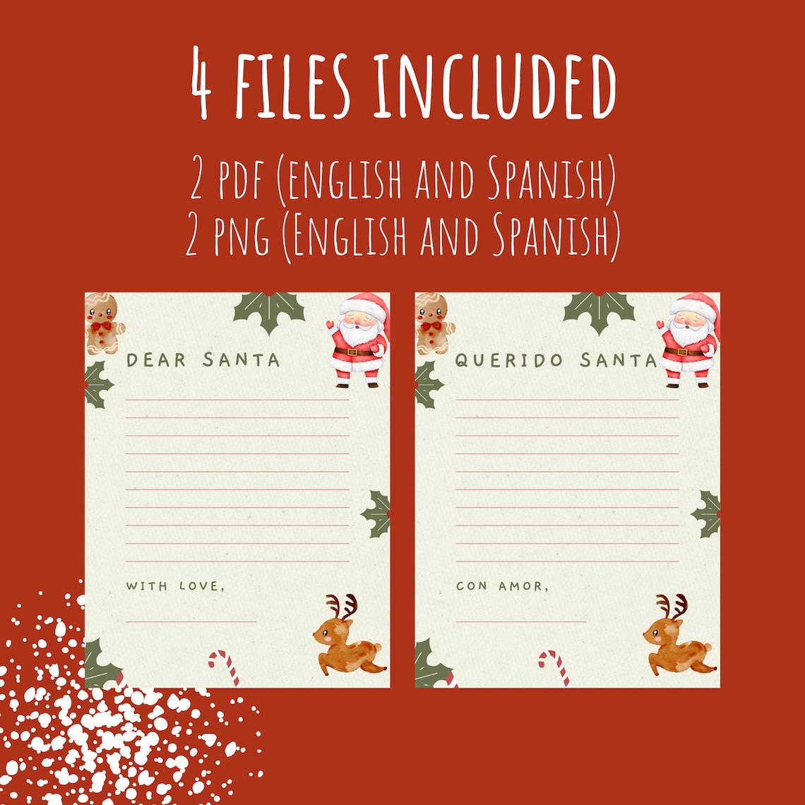 Printable Dear Santa Letter, Letter to Santa, Christmas Wish List ...