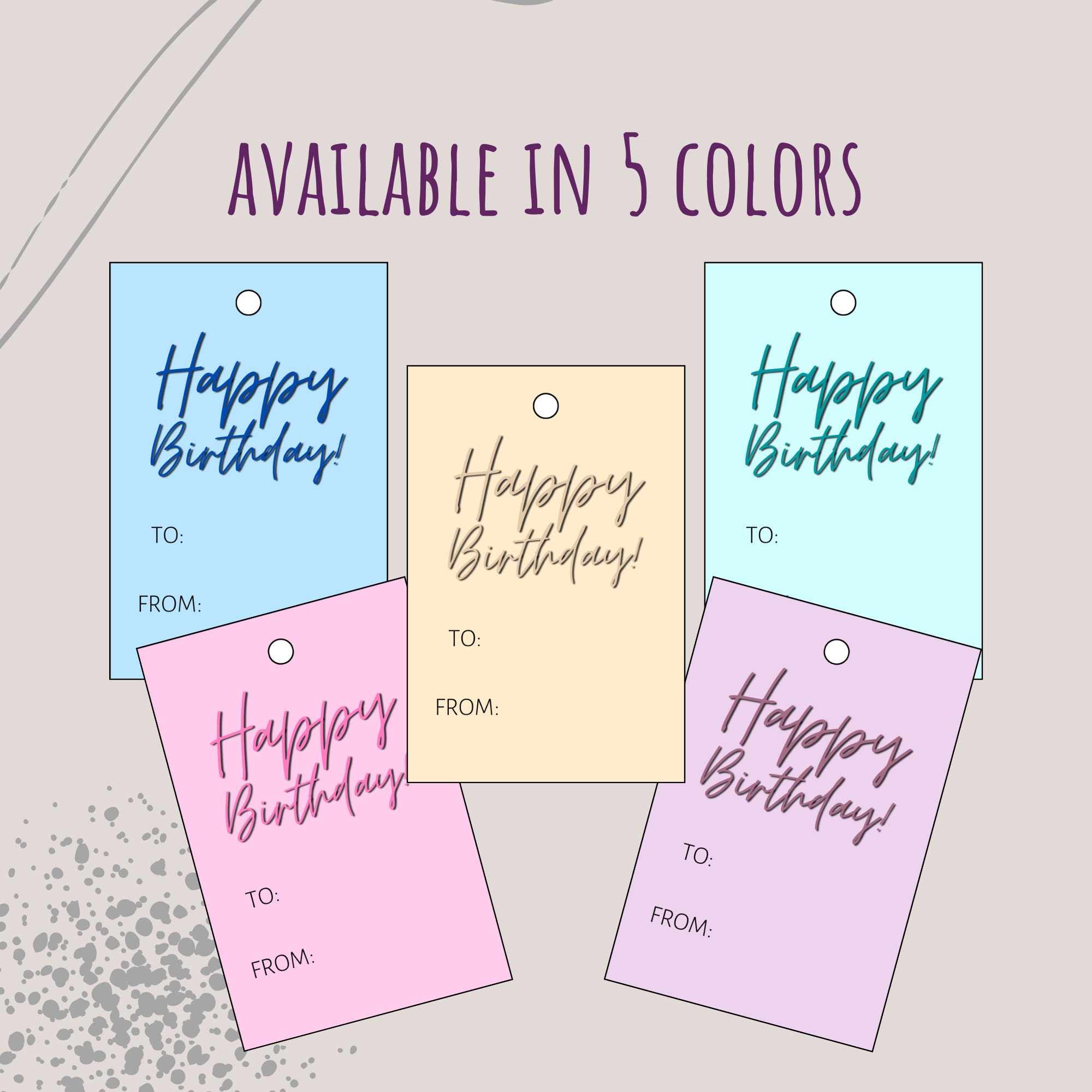 Happy Birthday Instant Download Printable PDF Gift Tags, PDF Printable ...