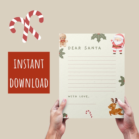 Printable Dear Santa Letter Letter to Santa Christmas Wish - Etsy
