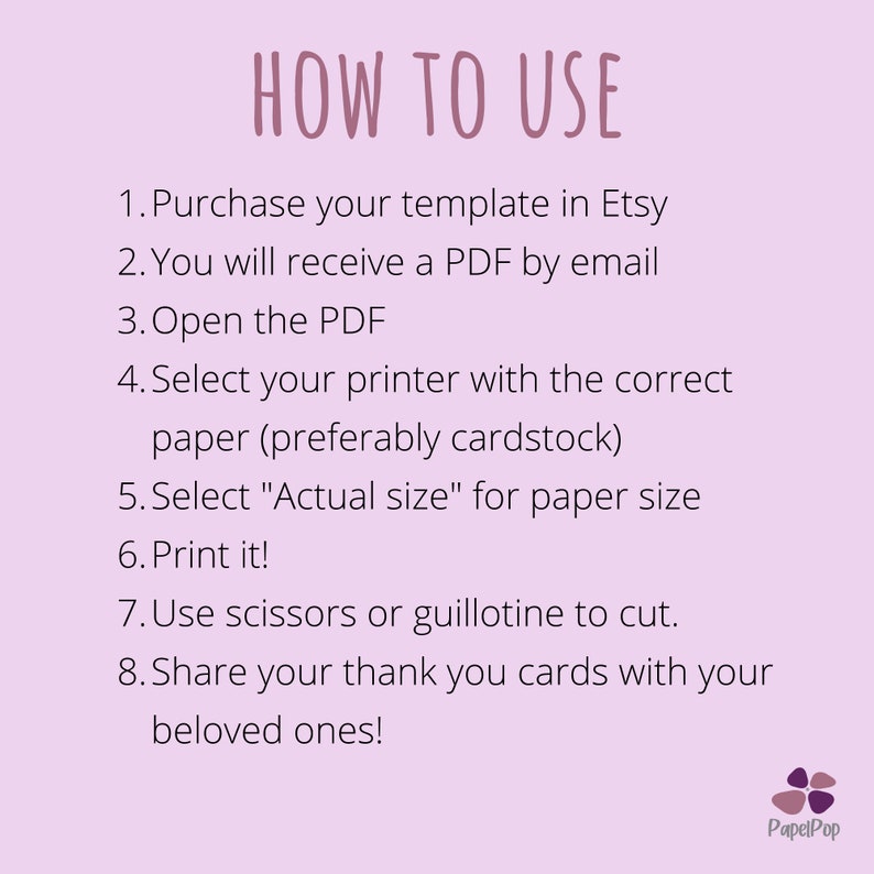 Instant Download Printable PDF Thank You Card, Easy Printable PDF Thank ...