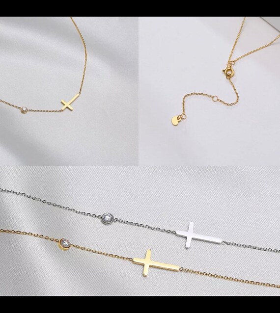 Link Cross Chain Stainless Steel Womens Adjustable - Etsy