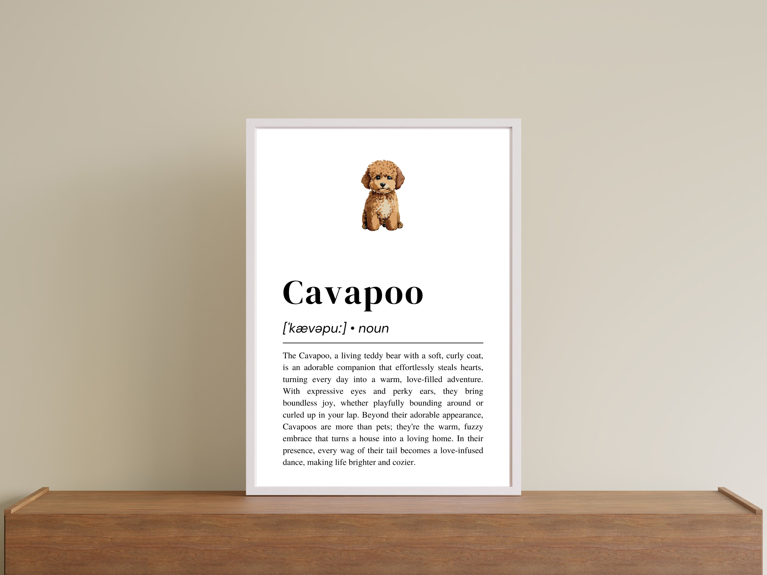 Cavapoo Definition Print - A4 Size, Dog Lover Gift, Canine Art, Pet Decor - Frame Not Included ...