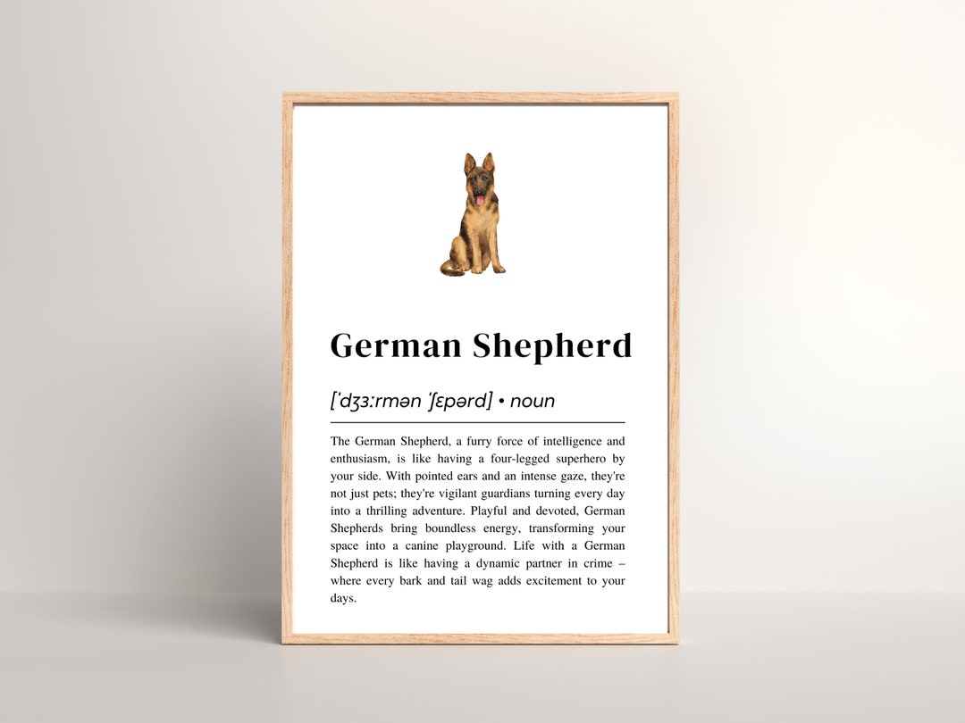 German Shepherd Definition Print A4 Size, Dog Lover Gift, Canine Art ...
