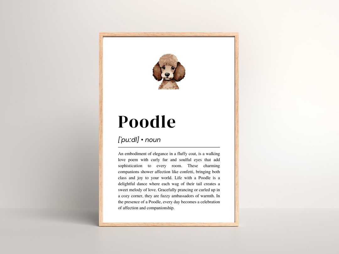 Poodle Definition Print - A4 Size, Dog Lover Gift, Canine Art, Pet ...