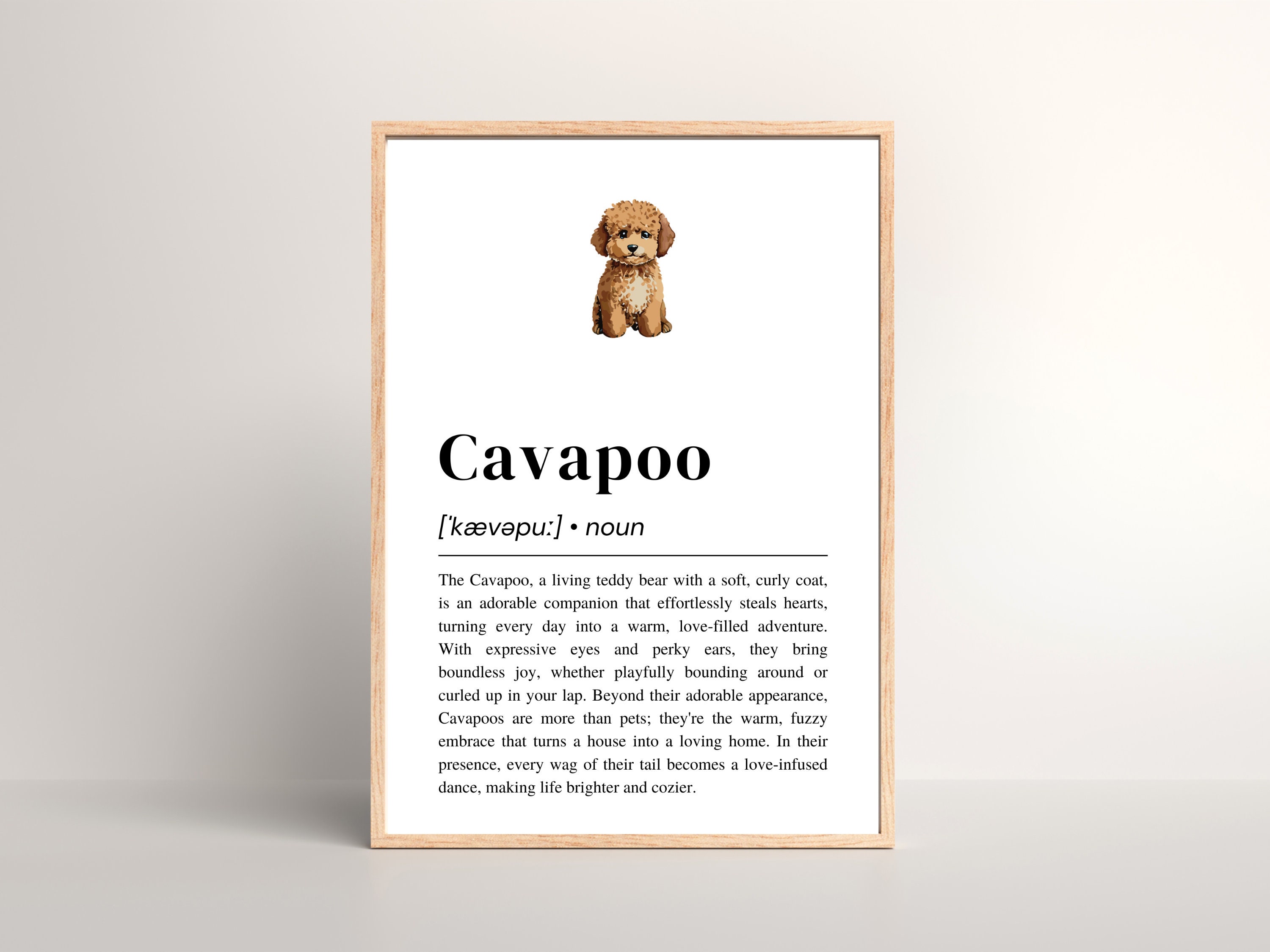 Cavapoo Definition Print - A4 Size, Dog Lover Gift, Canine Art, Pet Decor - Frame Not Included ...