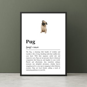 Pug Definition Print - A4 Size, Dog Lover Gift, Canine Art, Pet Decor ...