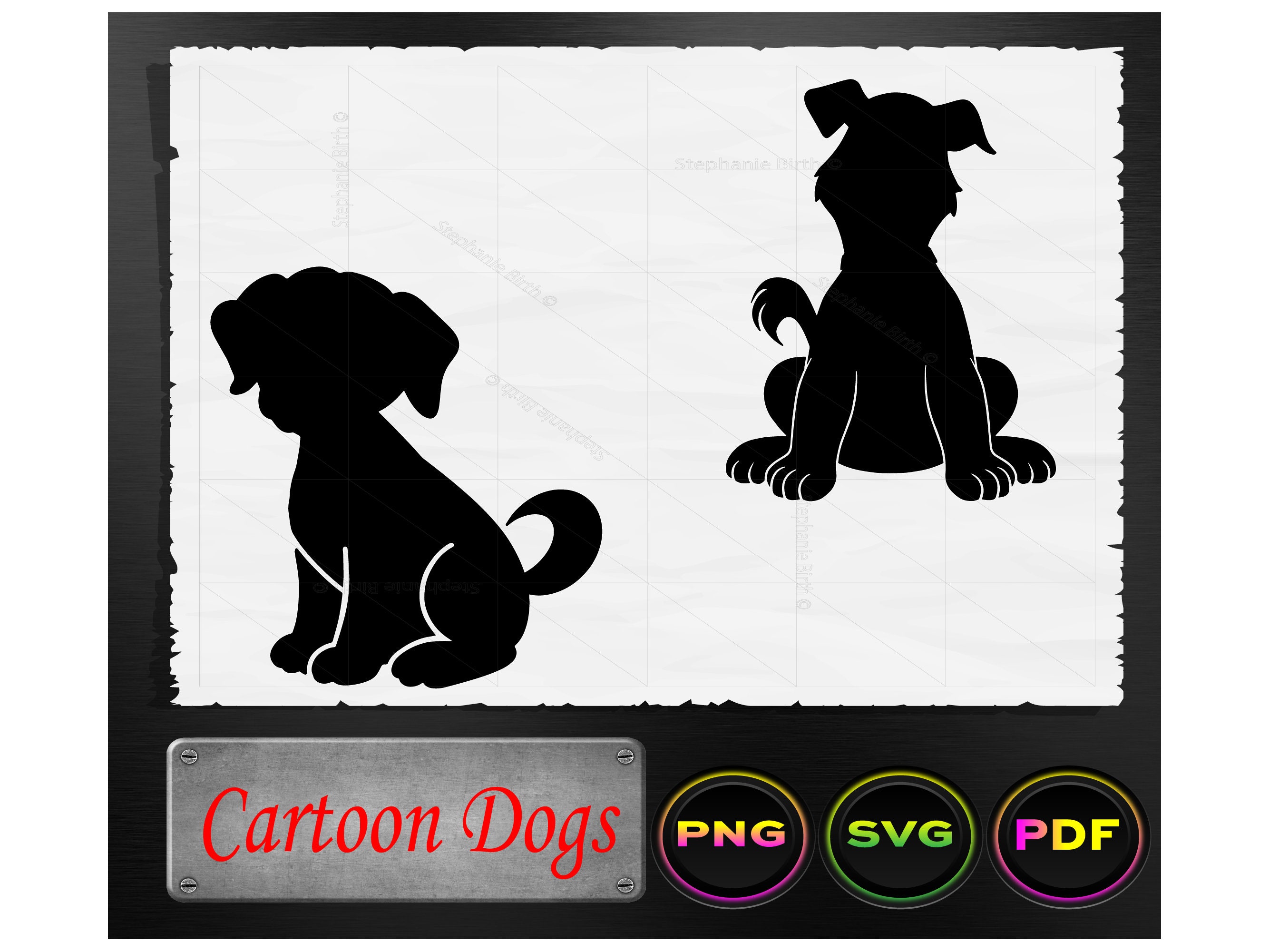 Cartoon Dog Svgs Pngs Pdfs Bundle of 8 - Etsy