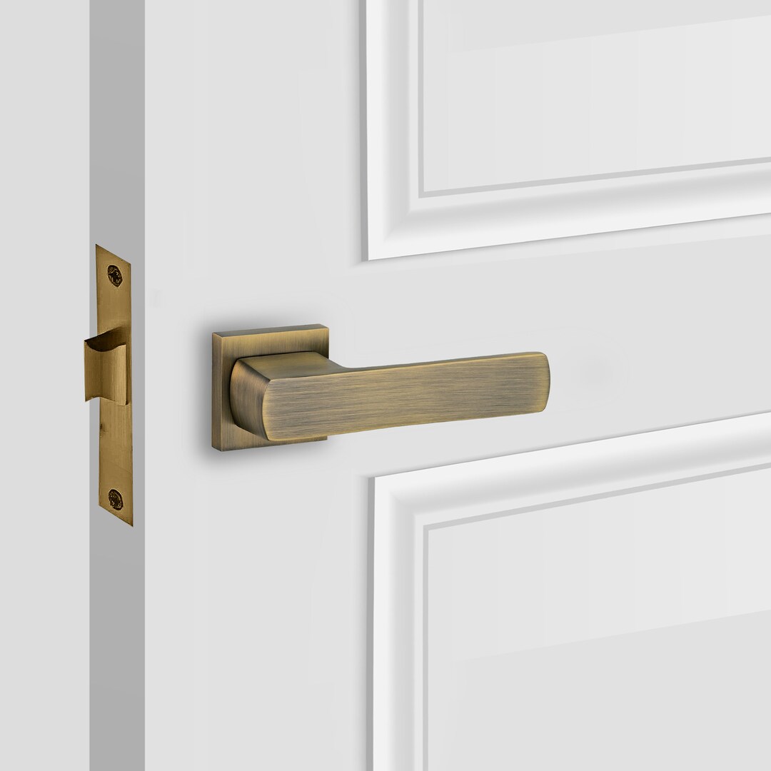 Luxury Door Lever Handle Set in Solid Brass Door Lock Handle - Etsy