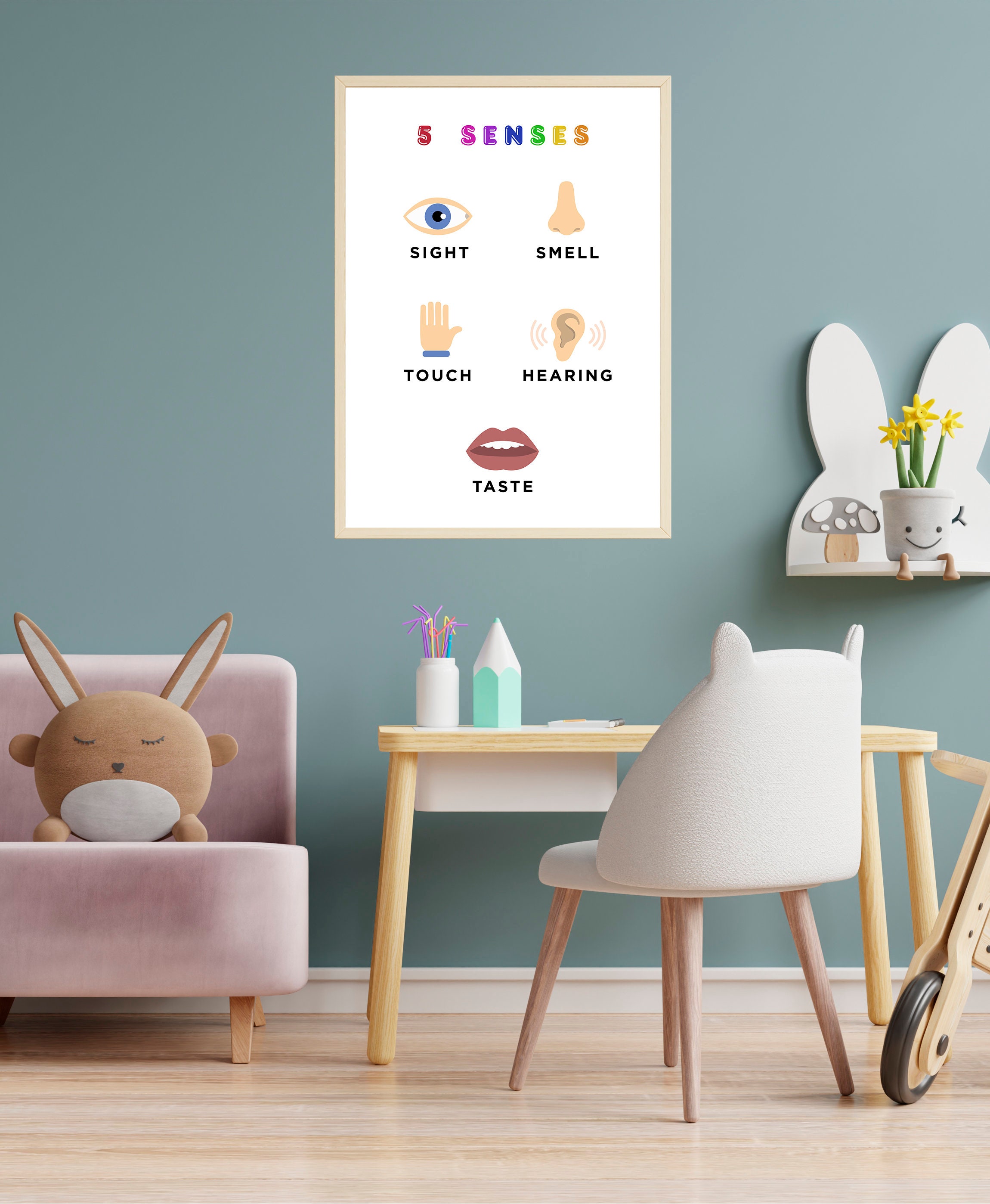 Five Senses Poster The Five Senses Kids Wall Art Room | Etsy