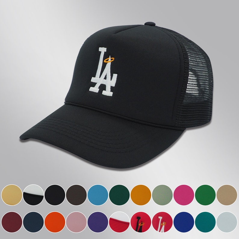 LA Los Angeles Trucker Cap Baseball Hat With a Halo - Etsy
