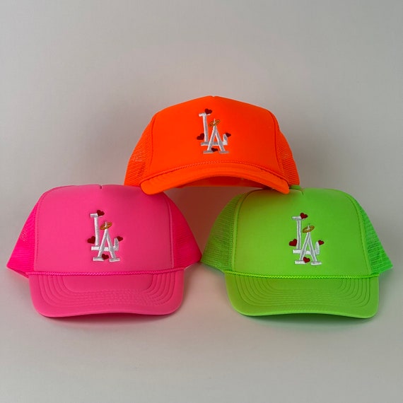 LA Los Angeles NEON Trucker Cap Baseball Hat With Hearts and | Etsy