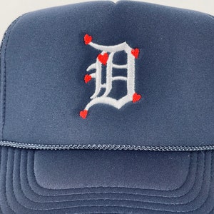 Letter “D” on Navy Trucker Hat / Detroit Baseball Hat With Embroidered ...