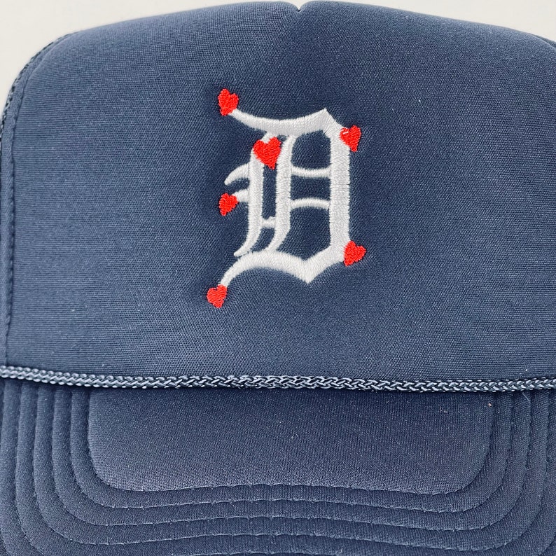 Letter D on Navy Trucker Hat / Detroit Baseball Hat With - Etsy