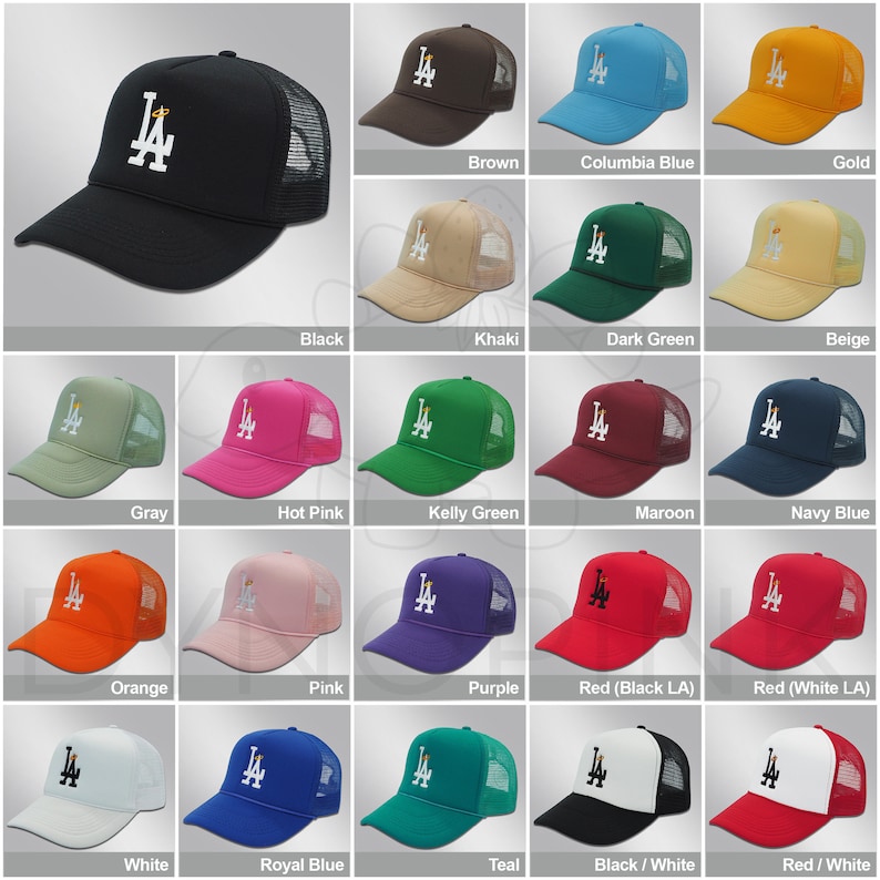 LA Los Angeles Trucker Cap Baseball Hat With a Halo - Etsy