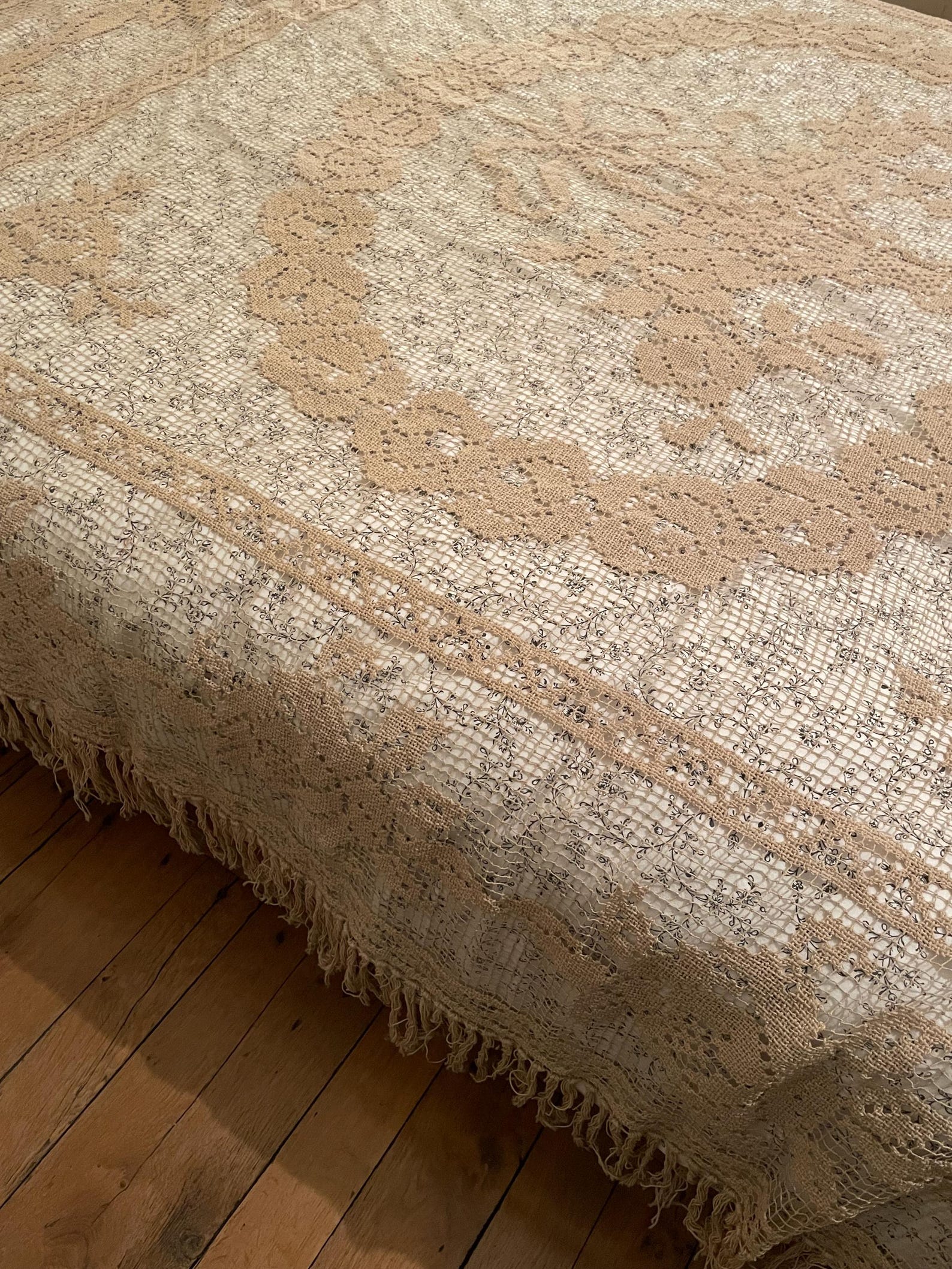 Vintage Handmade Knotted Lace Bedspread Coverlet - Etsy