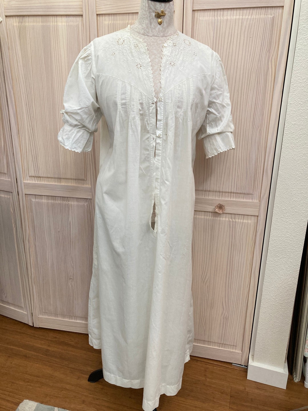 Pretty Vintage French Cotton Nightgown Embroidered Monogram - Etsy