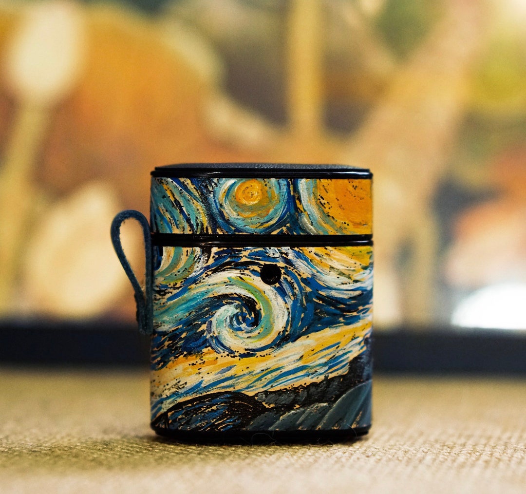 Hand-painted Starry Night Leather Airpods Case - Etsy