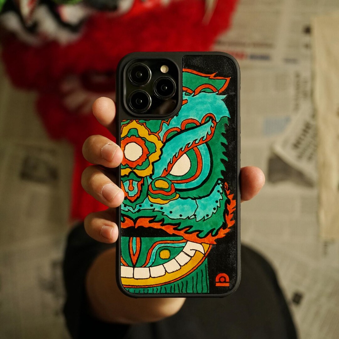 Hand-painted Leather iPhone Case: Chinese Quilin Design - Etsy