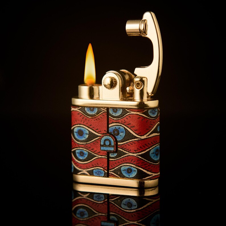 Handcrafted Halloween Evil Eye Lighter: Leather & Copper, Artisan ...