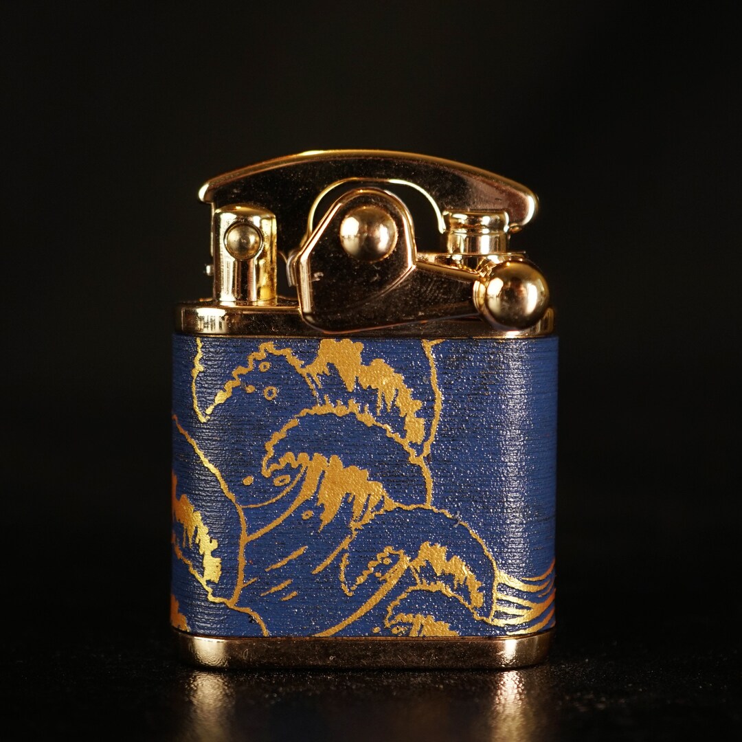 Handcrafted Wave Design Lighter: Cowhide Leather & Alloy - Etsy
