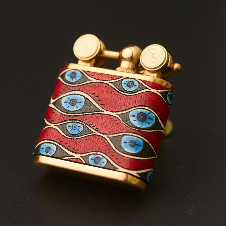 Handcrafted Halloween Evil Eye Lighter: Leather & Copper, Artisan ...