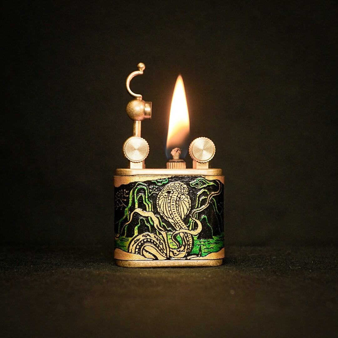 Handcrafted Snake Lighter: Engraved Leather & Copper, Refillable - Etsy ...