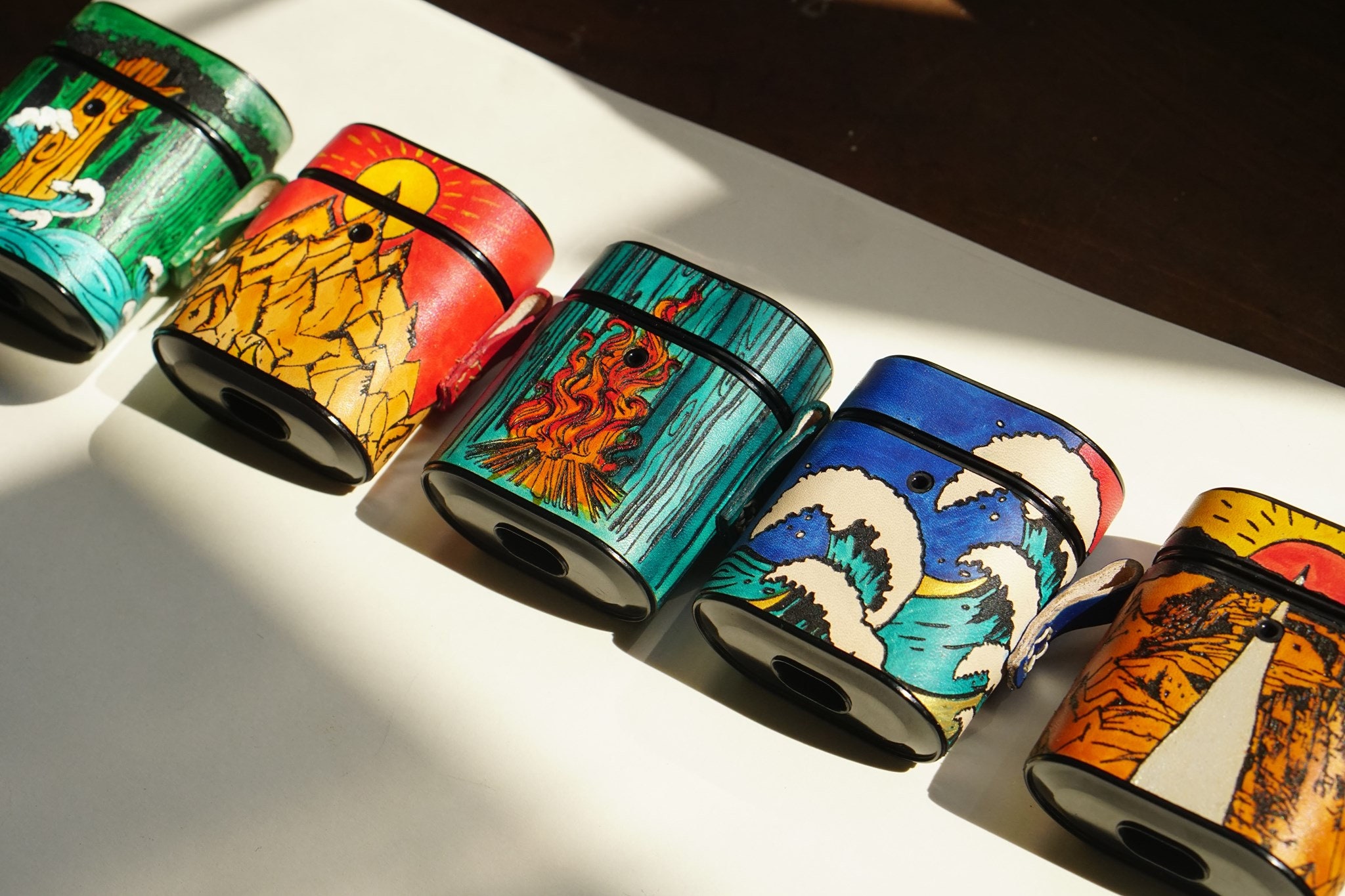 Hand-drawn Design for Airpods 1, 2, 3 Pro Case Leather Airpods Case ...