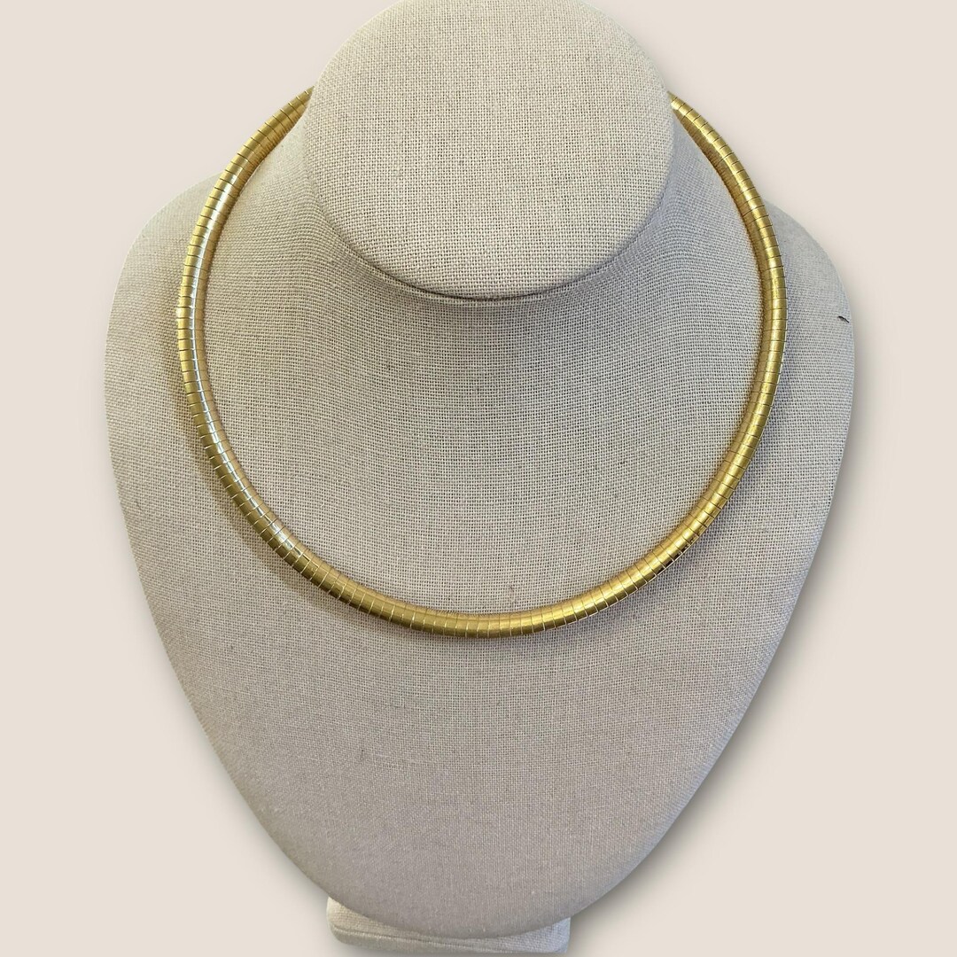 Vintage Gold Omega Flexible Choker Necklace Elegant Minimalist Jewelry ...