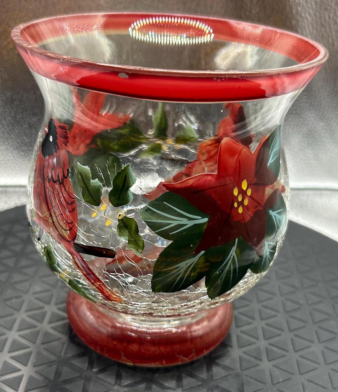 Cardinal and Poinsettia Vase/candy Dish/ Cardinal Dish - Etsy