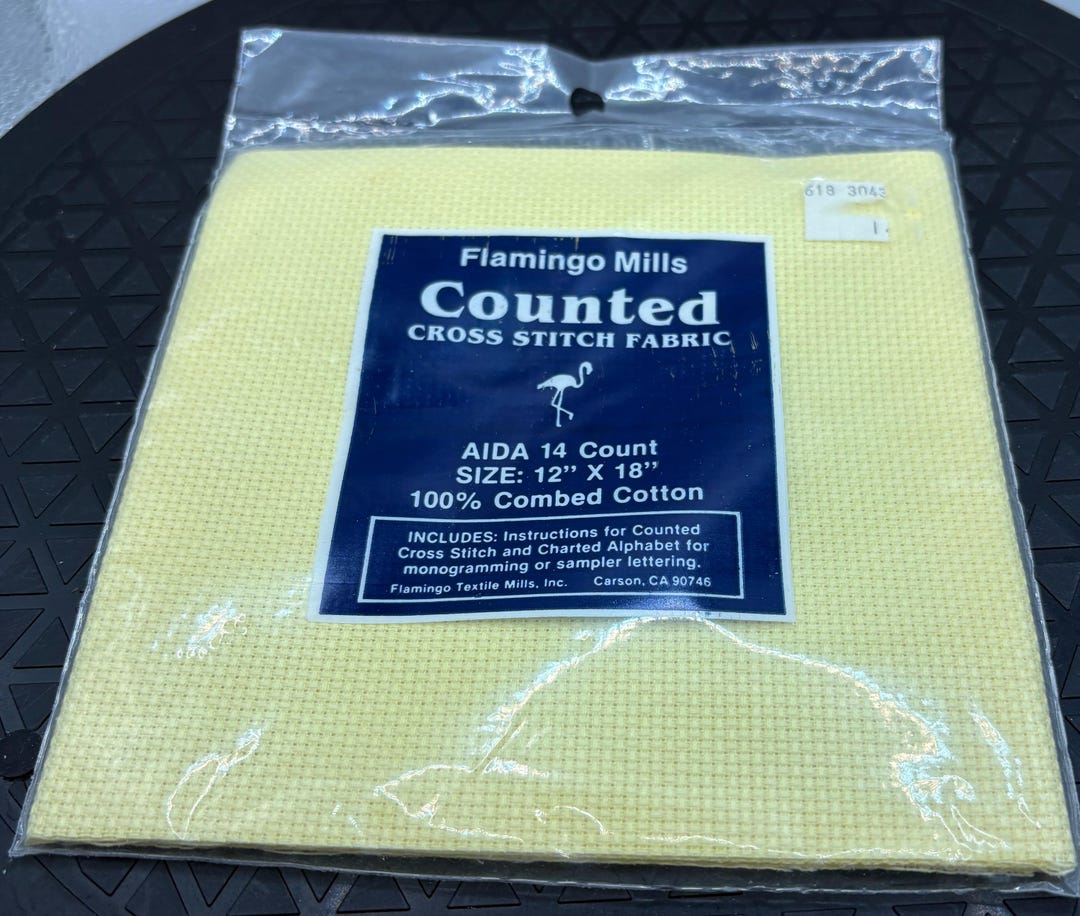 Flamingo Mills Counted Cross Stitch Fabric/ 14 Count Yellow Aida Cloth ...