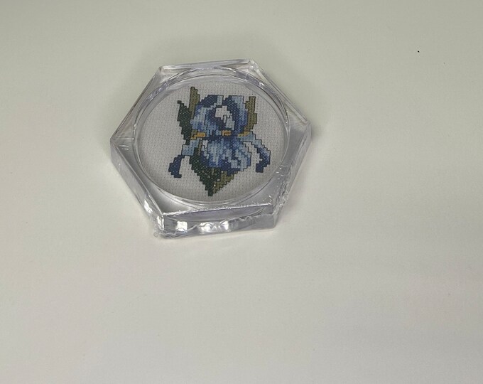 Set of 4 /iris Cross Stitch Coaster Kit/ Cross Stitch Coasters - Etsy