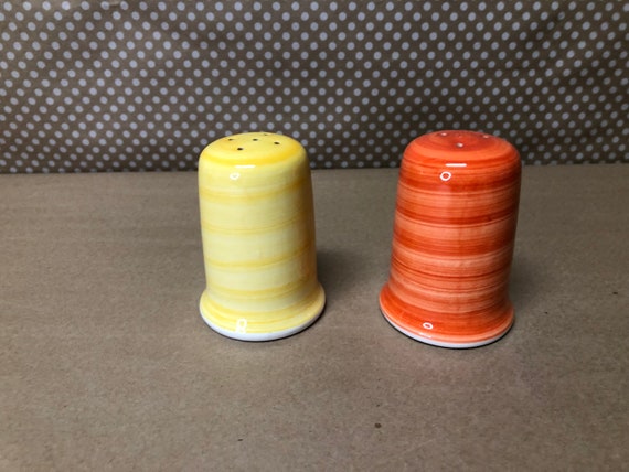 Home & Living Large Orange and Yellow Salt & Pepper Shakers/ Salt and ...