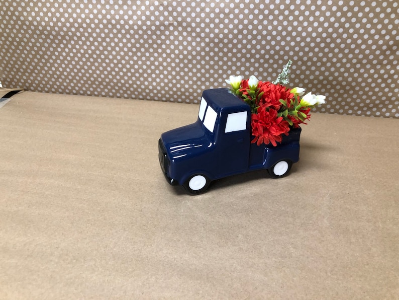 Red White and Blue Truck Flower Arrangement/ Blue Truck With - Etsy